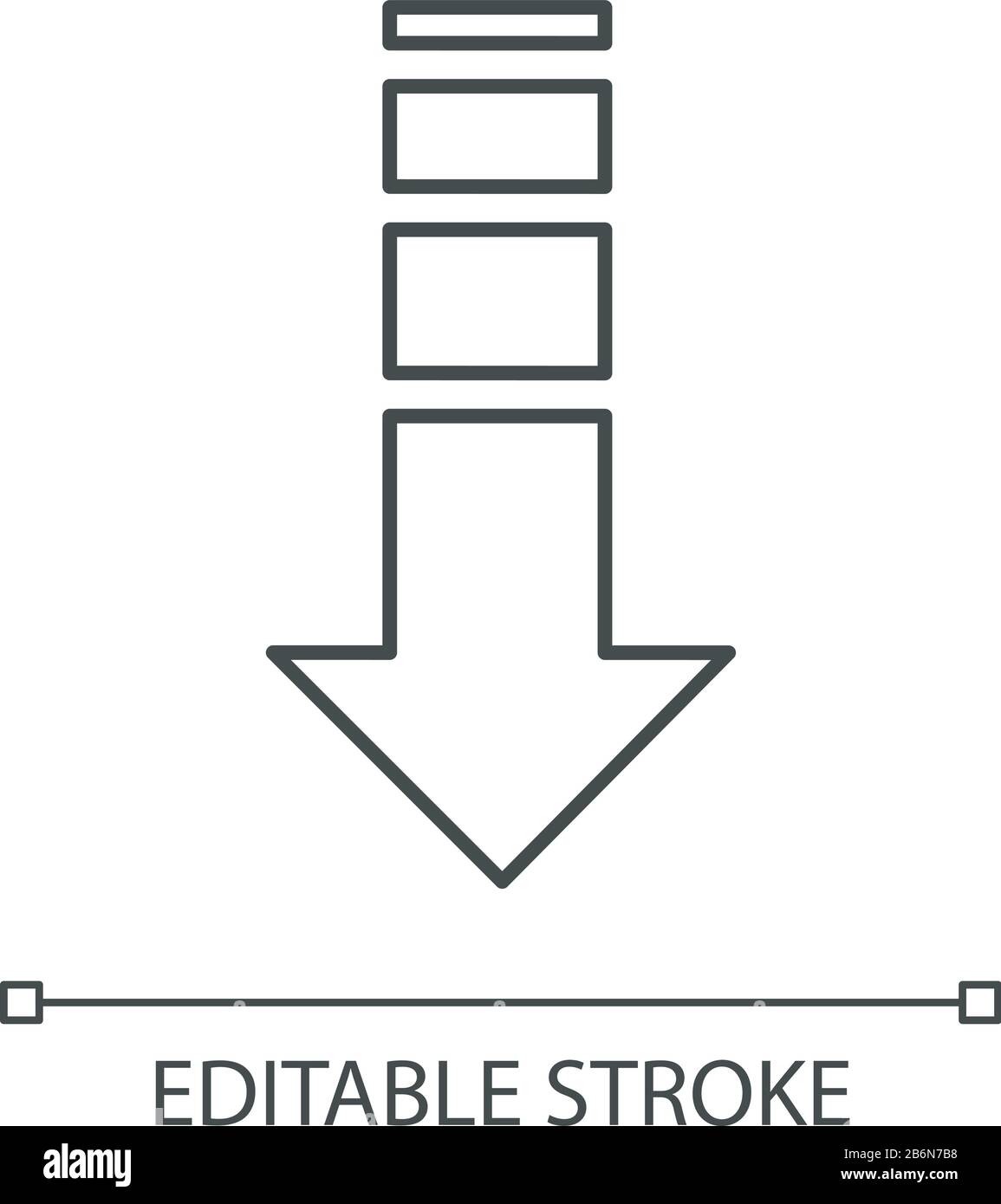 Down arrow pixel perfect linear icon. Internet page browsing, website ...