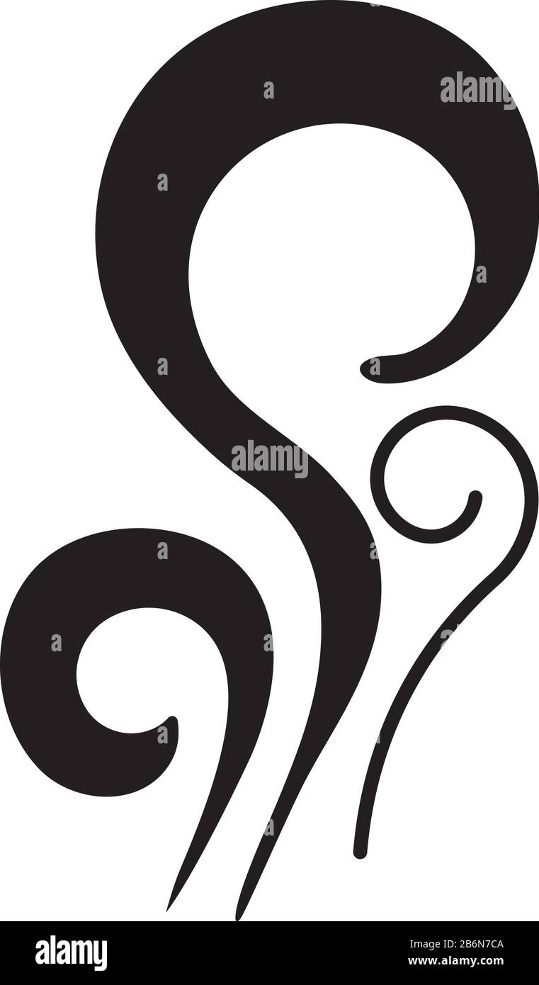 Wind black glyph icon. Fresh air swirl. Good smell, perfume scent ...