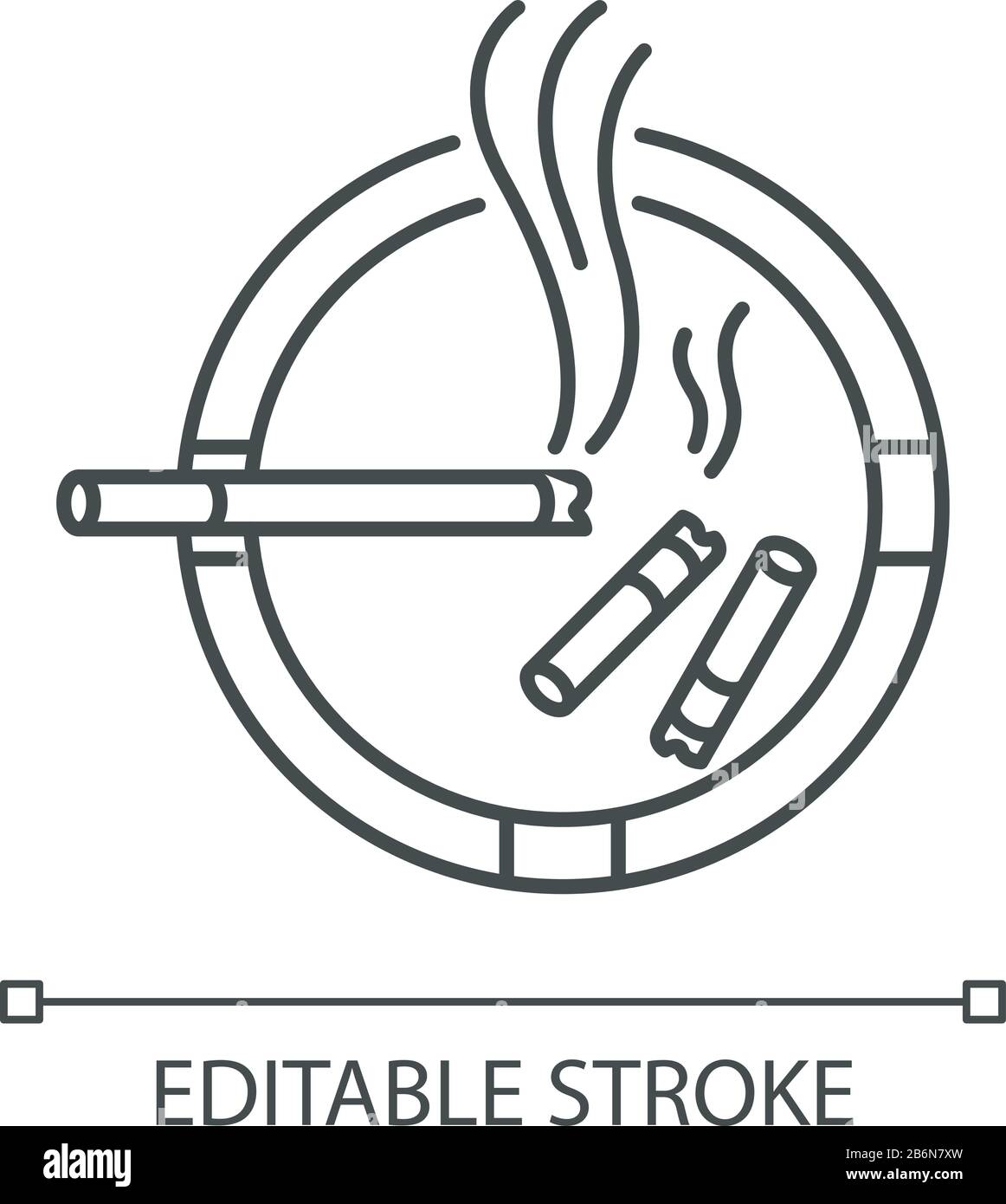 Ashtray pixel perfect linear icon. Thin line customizable illustration ...