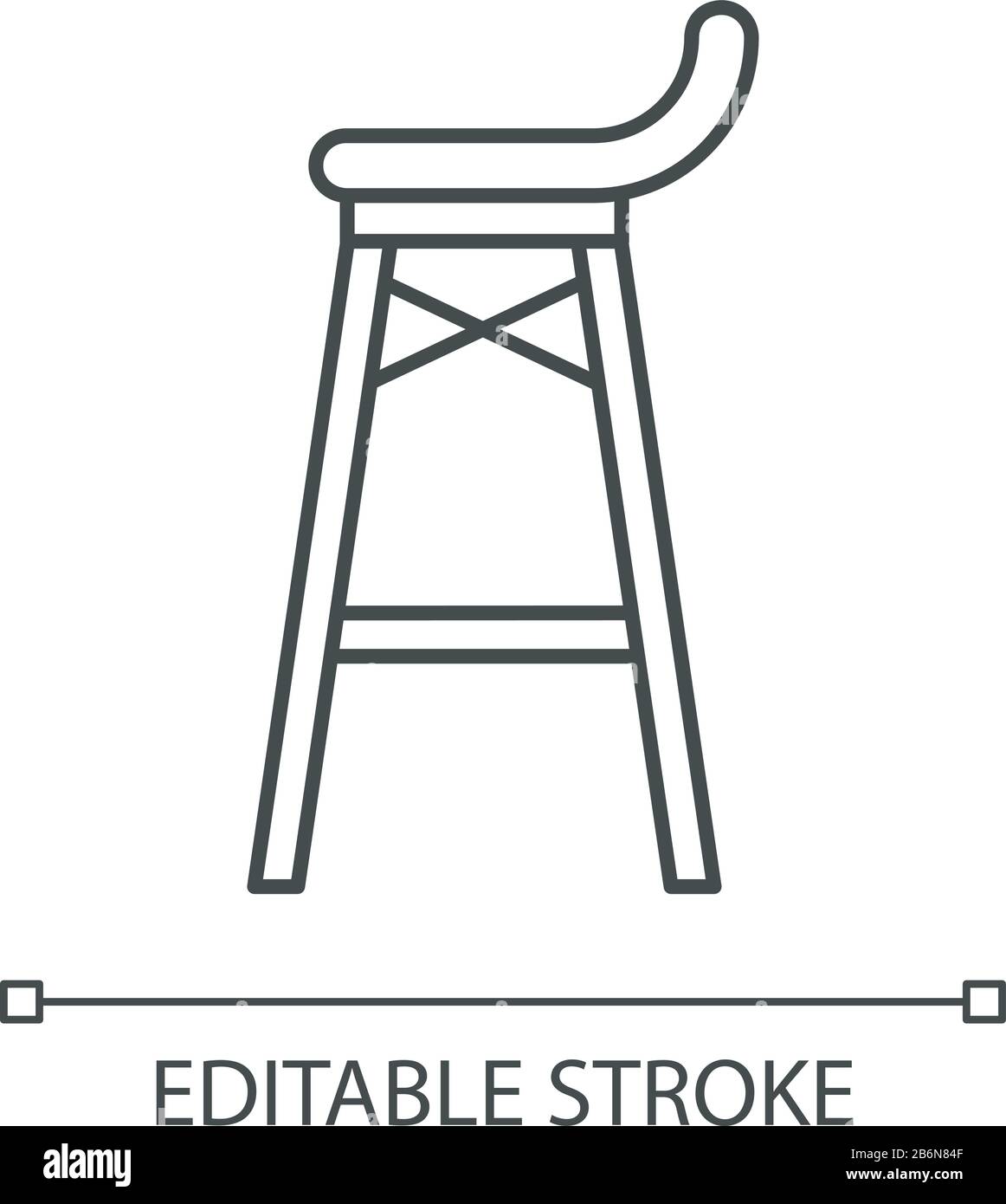Bar stool pixel perfect linear icon. Thin line customizable ...
