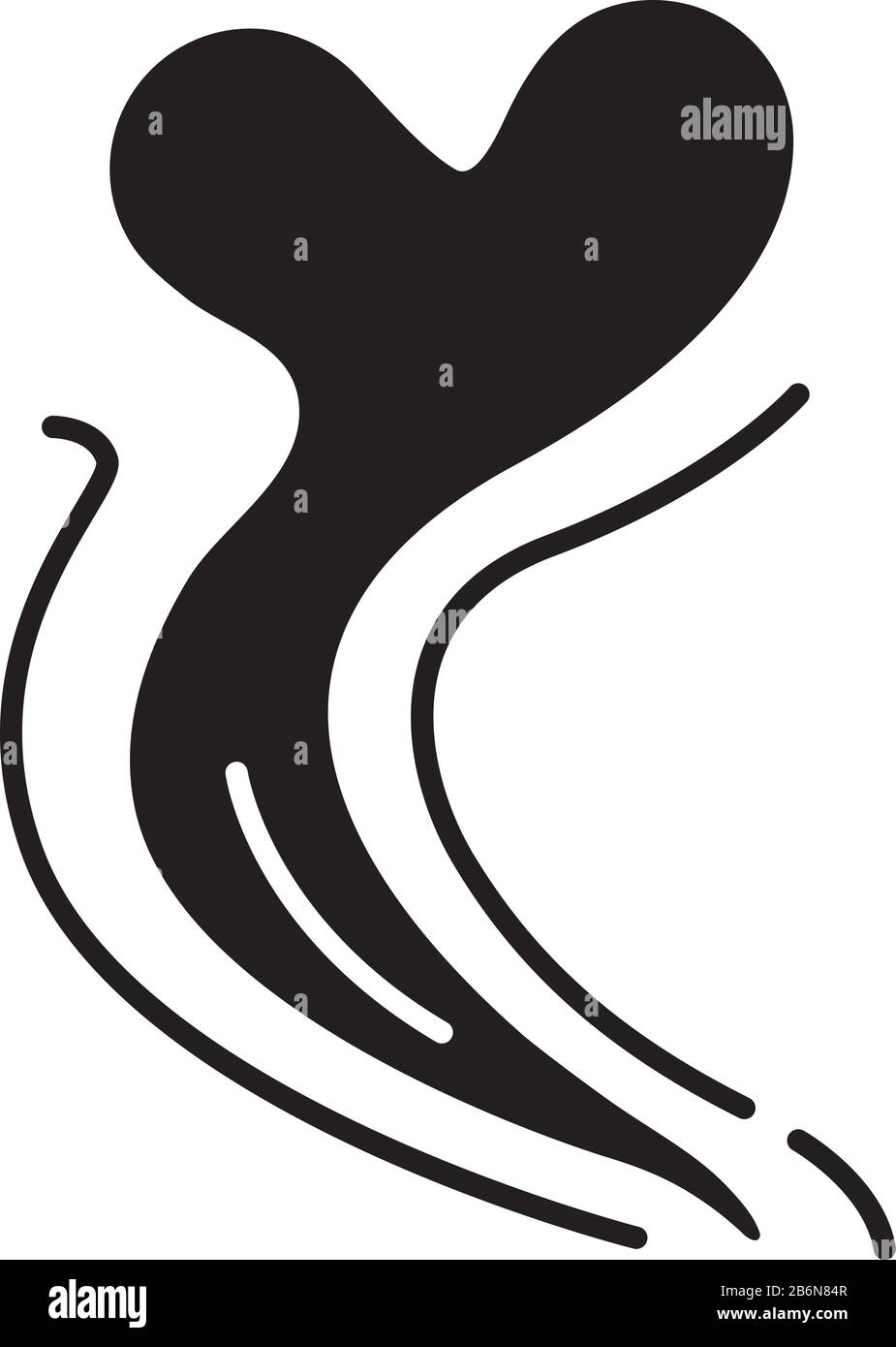 Odor black glyph icon. Good smell. Aroma swirl with heart shape. Nice ...