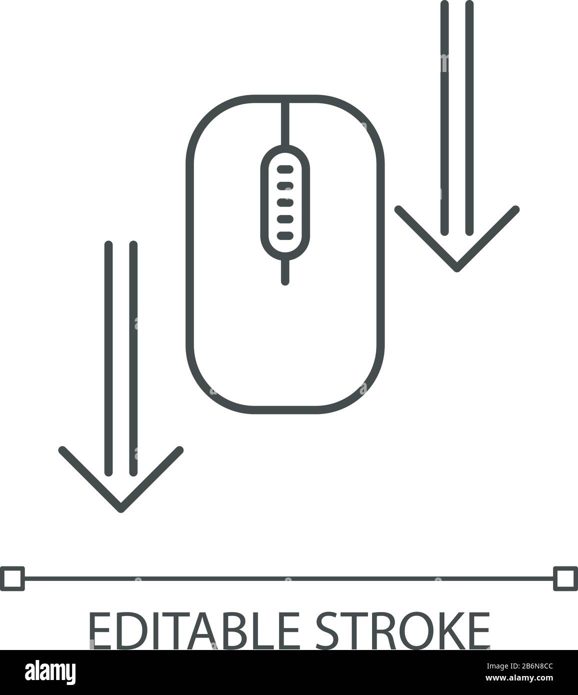 Scroll down mouse pixel perfect linear icon. Internet page browsing arrows. Thin line ...