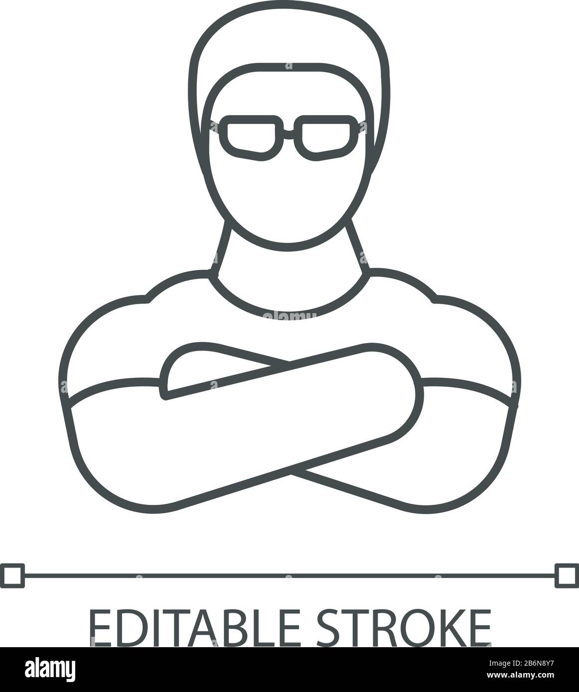 Nightclub security guard pixel perfect linear icon. Thin line ...