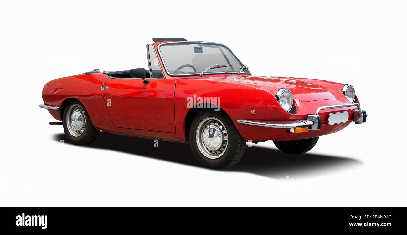 Classic Italian red sport cabrio car isolated on white Stock Photo - Alamy