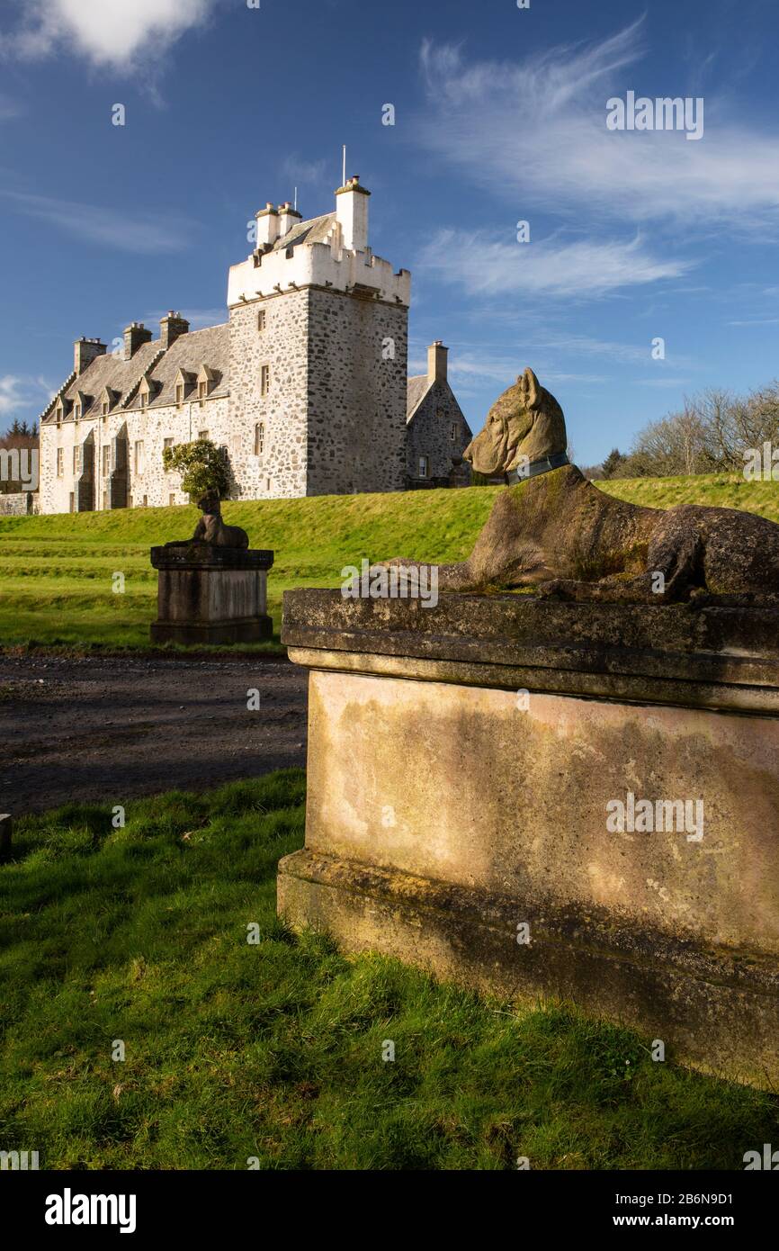 Kinsale Hounds guarding the entrance to Lochnaw Castle near Leswalt in ...