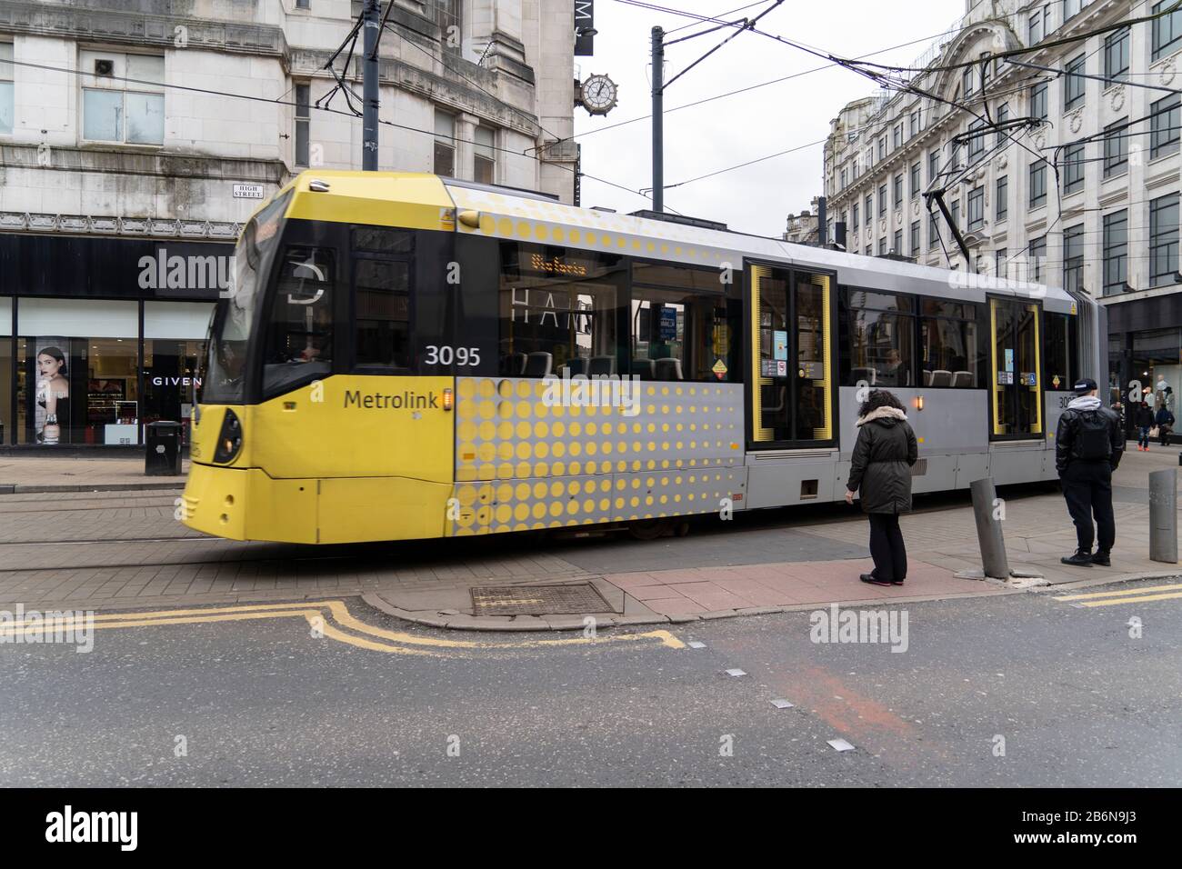The tram system in Manchester, UK. 10/03/20 Stock Photo - Alamy