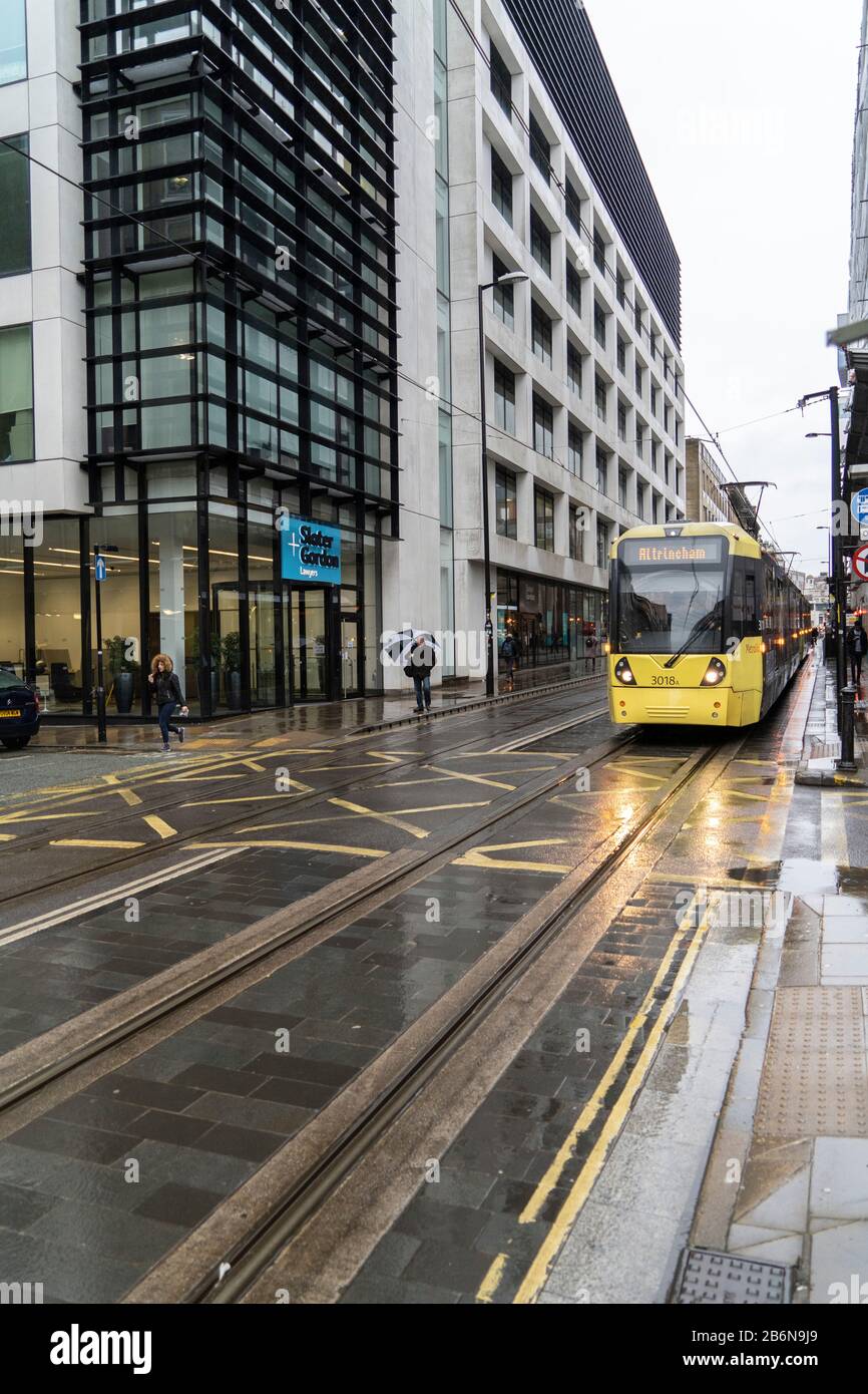 The tram system in Manchester, UK. 10/03/20 Stock Photo - Alamy