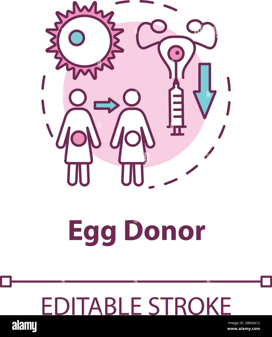 Egg donor concept icon. Female infertility treatment. Embryos donation ...