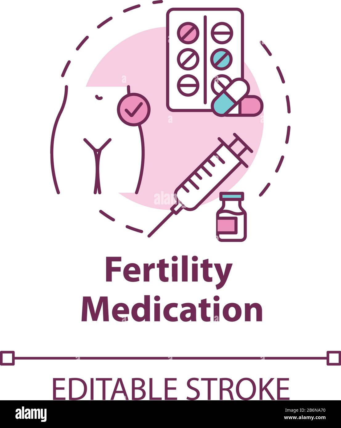 Fertility medication concept icon. Gynecology treatment. Pills and ...