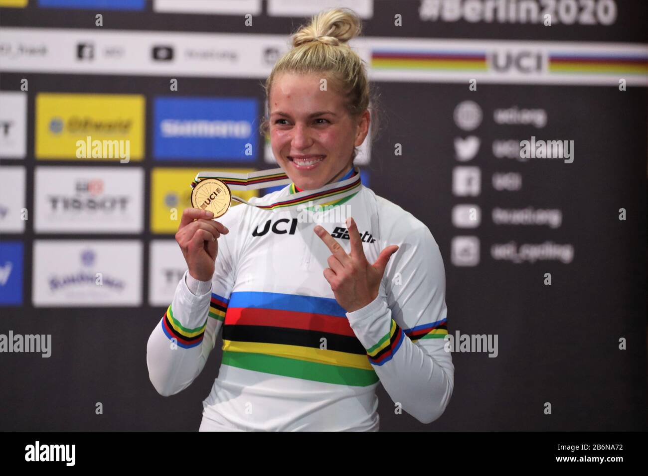 Emma Hinze of Germany Women's Keirin - Podium during the 2020 UCI Track ...