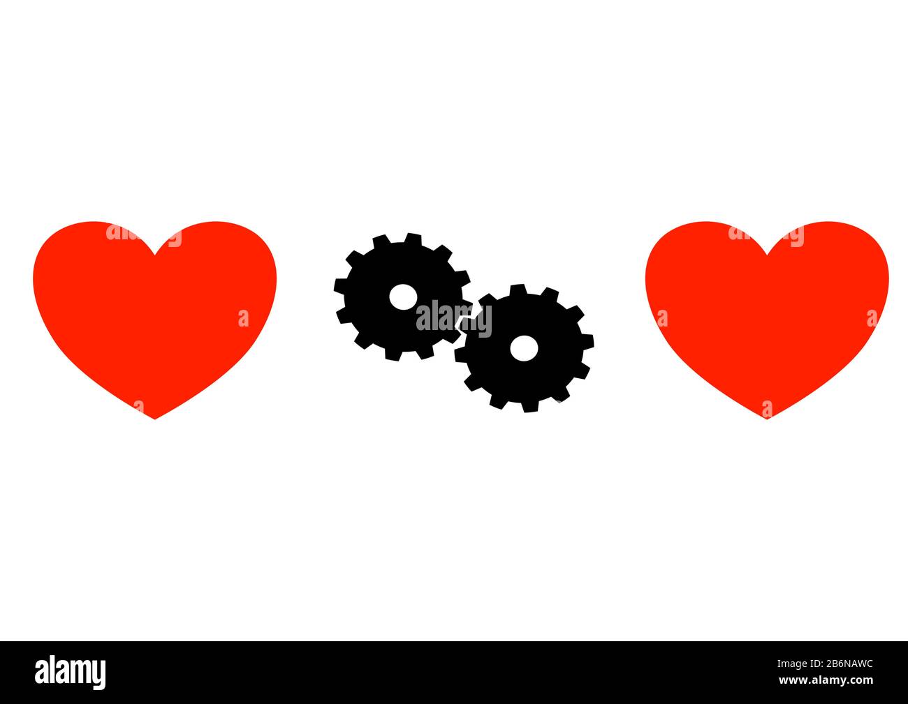 Heart symbol and gear gear on a white background Stock Vector Image ...
