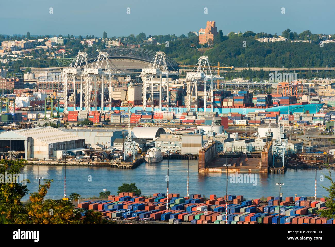 Seattle, Washington State, United States - A big cargo ship at port of ...