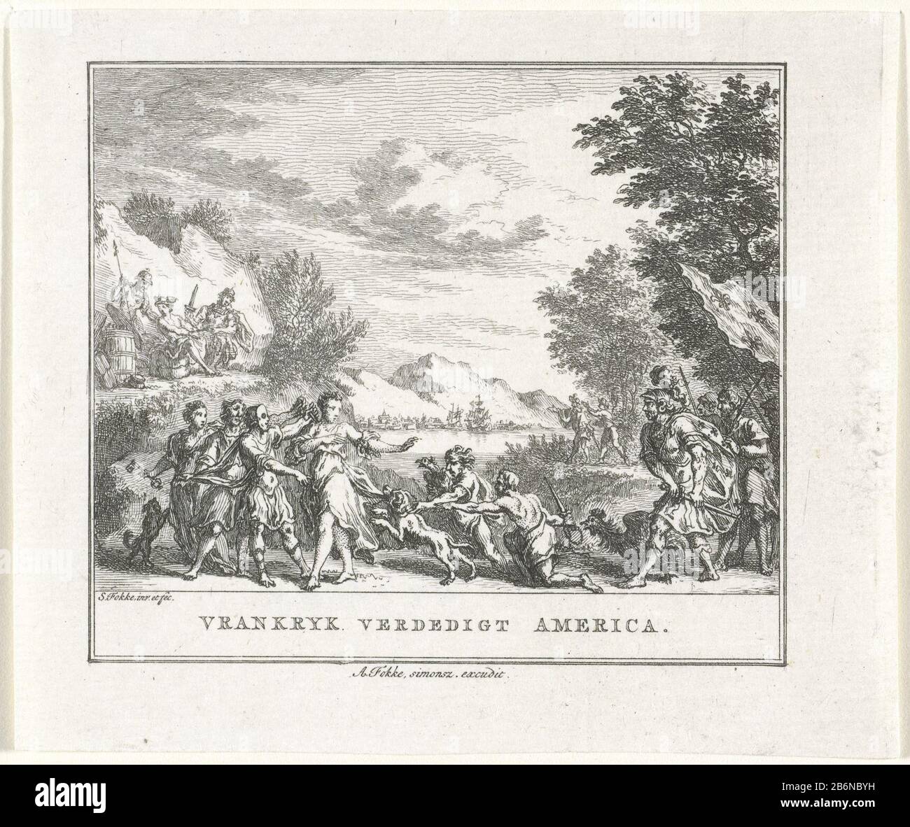 Frankrijk verdedigt Amerika Vrankryk verdedigt America (titel op object ...