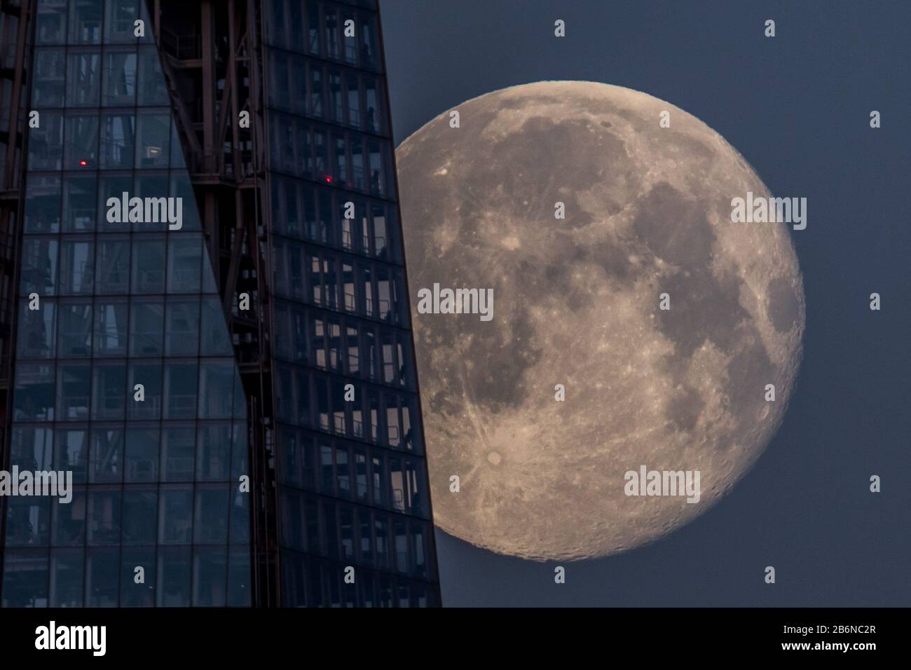 Supermoon Shines Brightly behind Londons stunning Shard building Stock ...