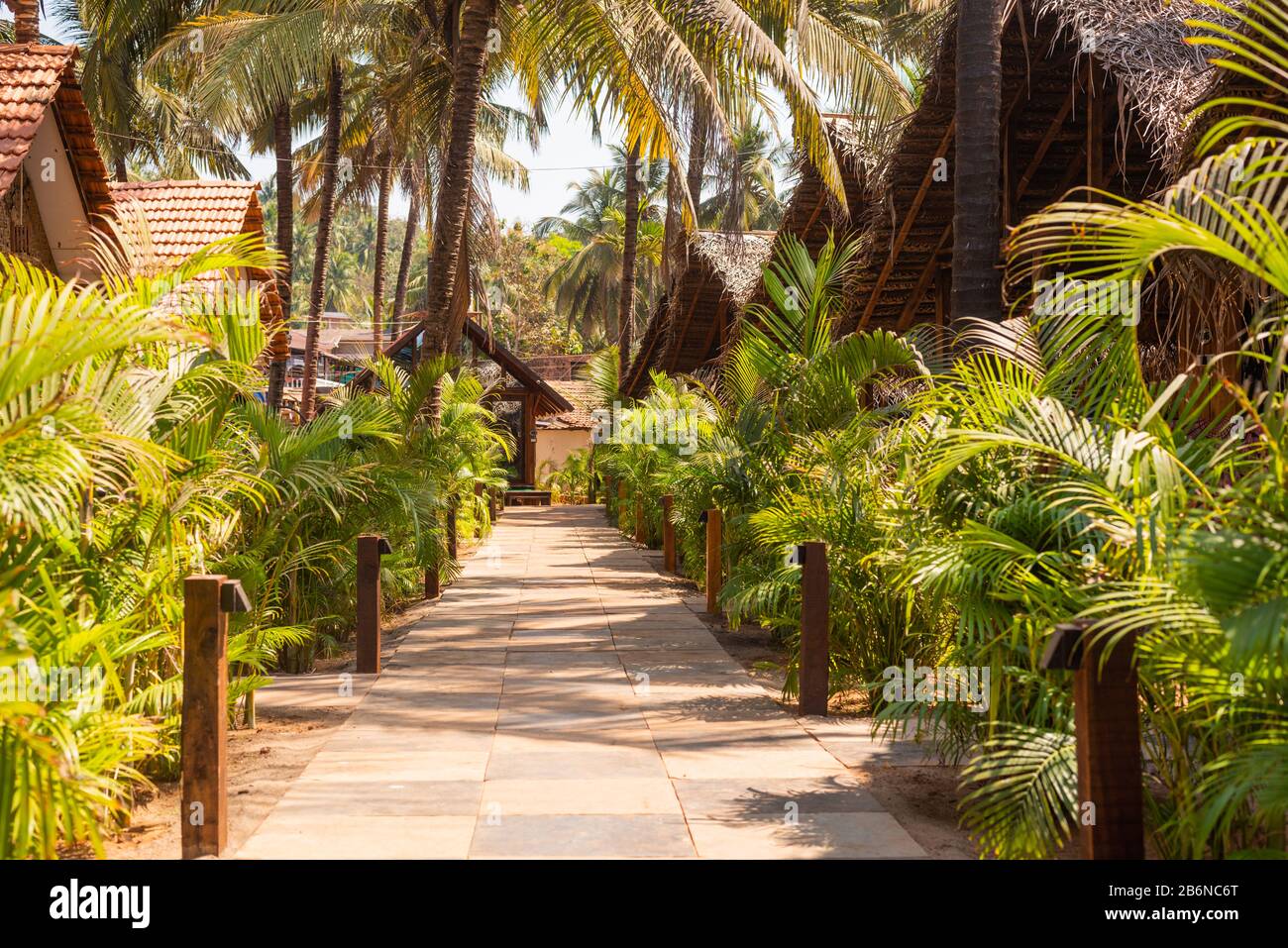 Beach huts and cottages made from bamboo, clay tiles and coconut leaves ...