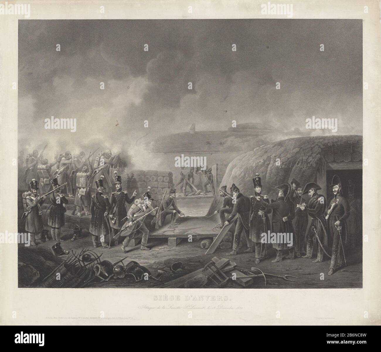 Attack by the French army on the lunette of Saint-Laurent (St. Lawrence ...