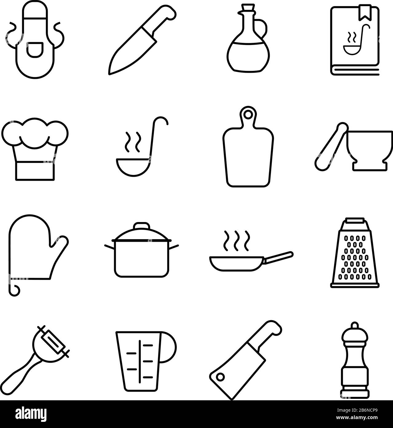 Cooking foods and kitchen vector icon set. Graph symbol for cooking web ...