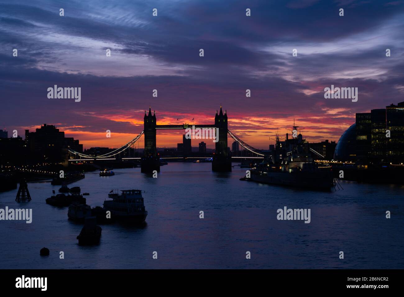 Sunrise over Tower Bridge, London, England Stock Photo - Alamy
