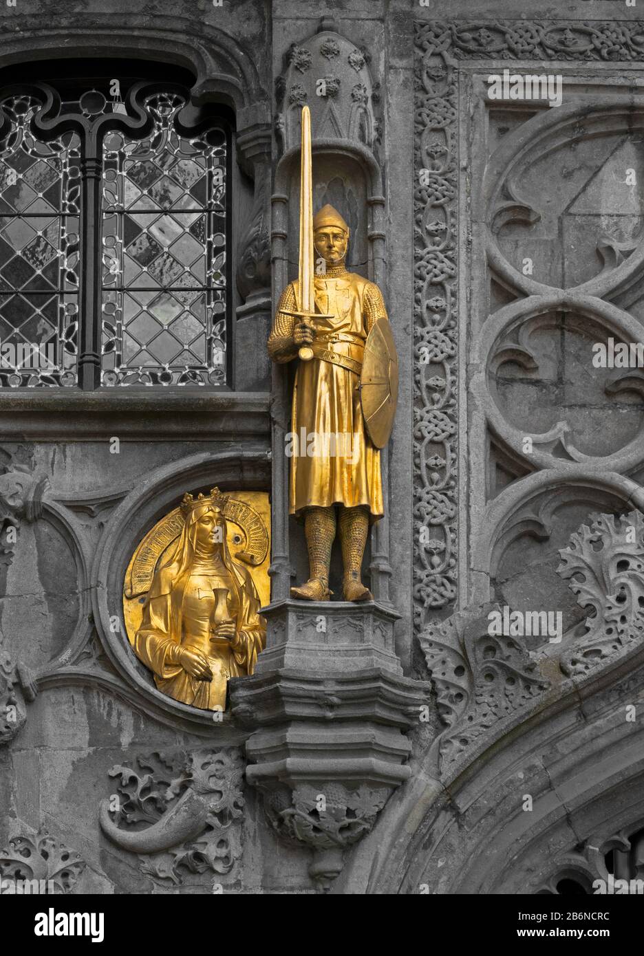 Gilded stone statues at the chapel of Saint Basil, Basilica of the Holy ...