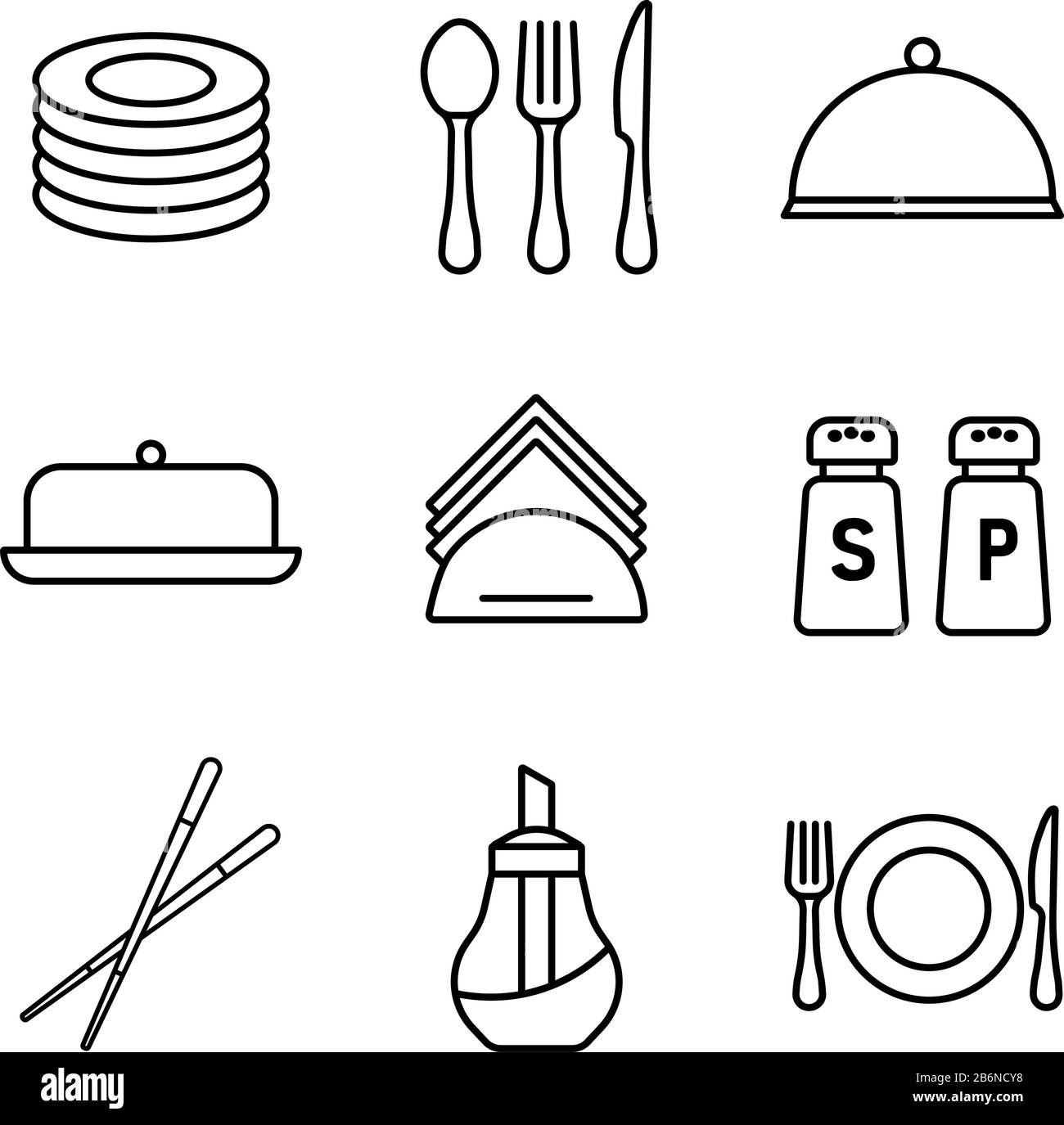 Restaurant vector icon set. Serving food sign. Graph symbol for cooking ...