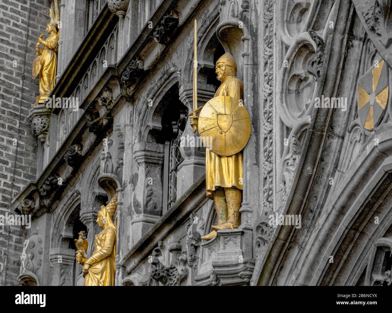 Gilded stone statues at the chapel of Saint Basil, Basilica of the Holy ...