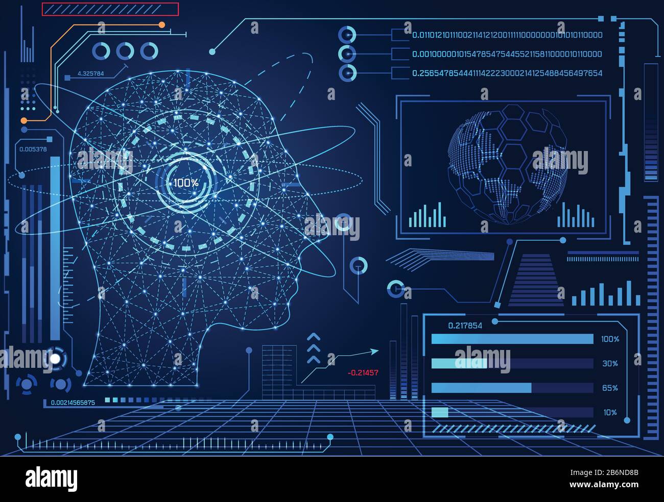 abstract technology ui futuristic concept human brain interface ...