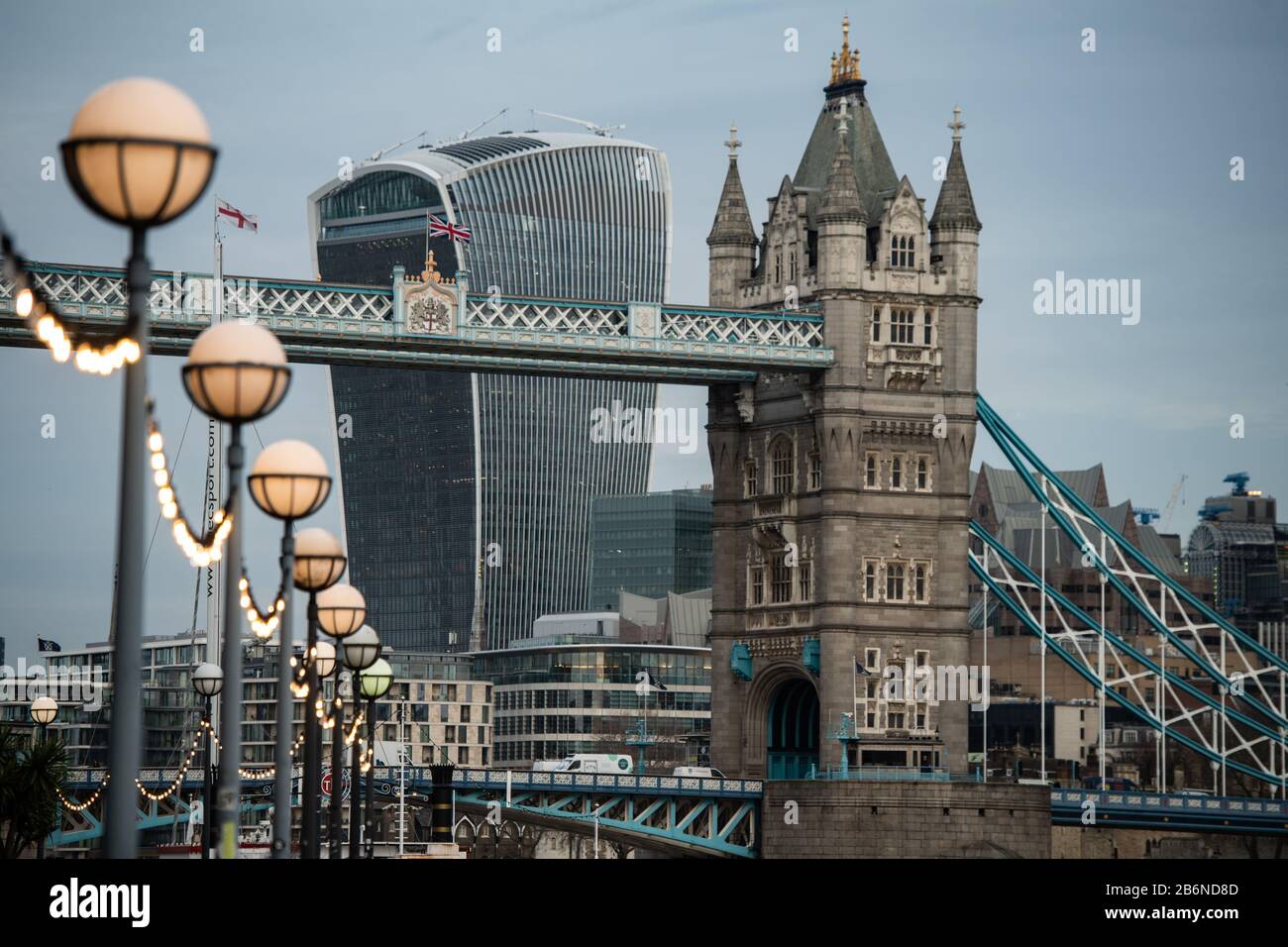 Tower Bridge at dawn looking towards London Stock Photo - Alamy
