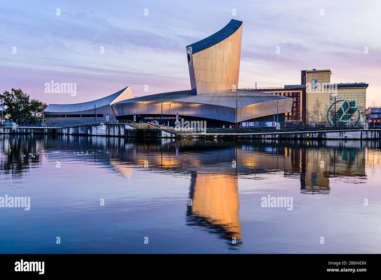 Imperial War Museum North, Salford Quays, Greater Manchester Stock ...