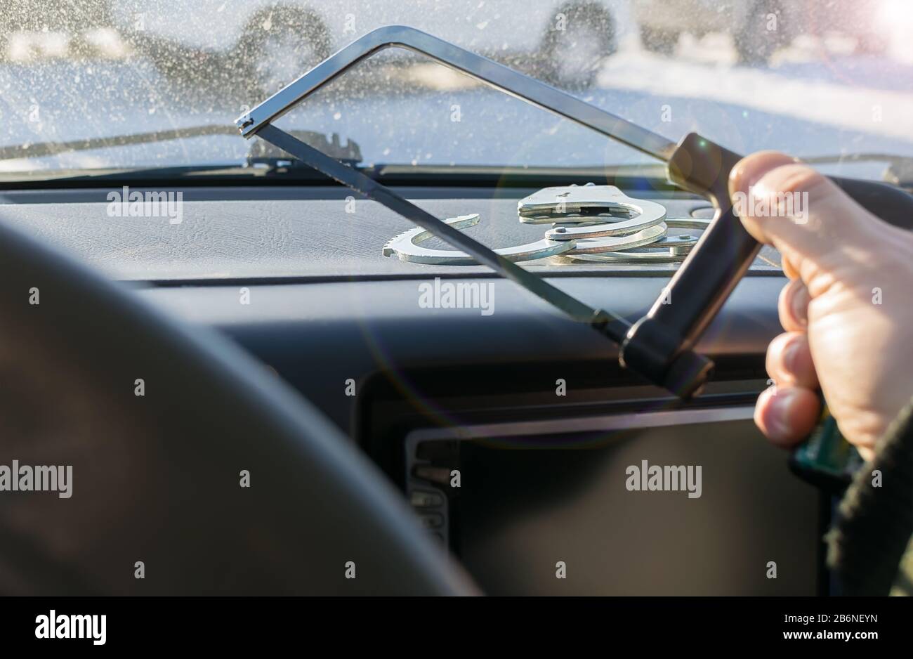 Car handcuffs hi-res stock photography and images - Alamy