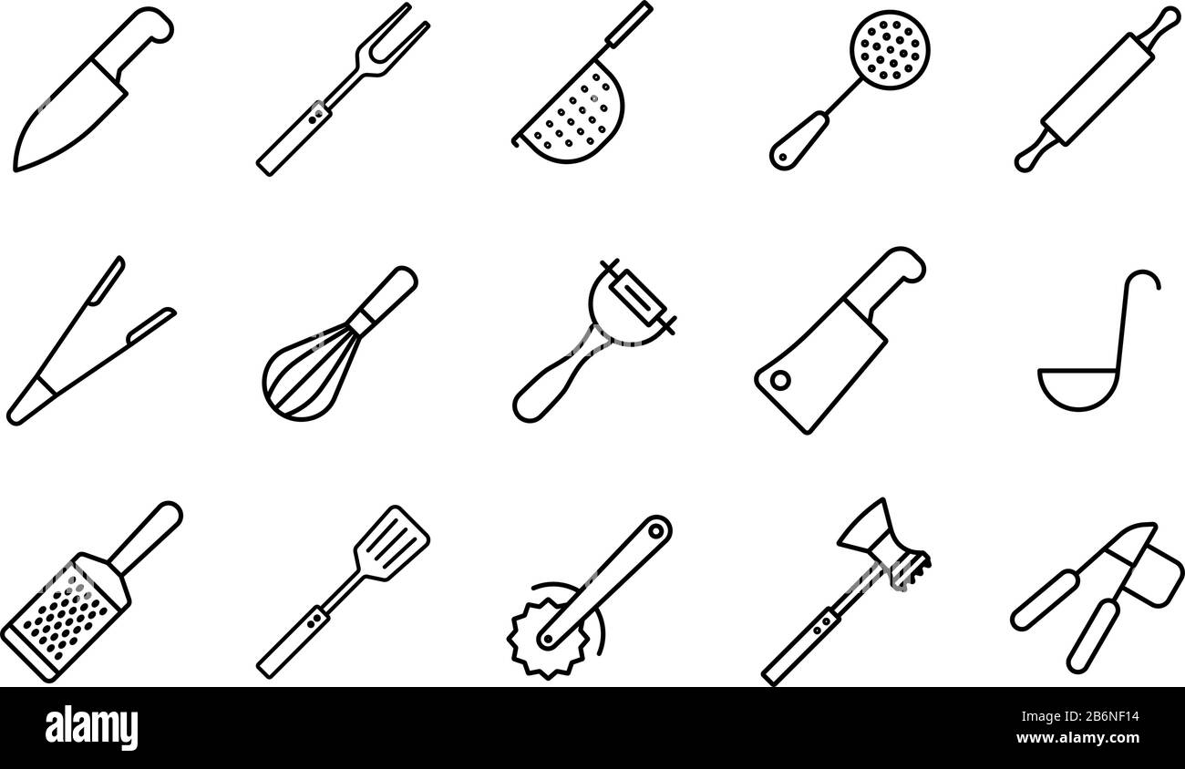 Kitchenware and kitchen vector icon set. Graph symbol for cooking web ...