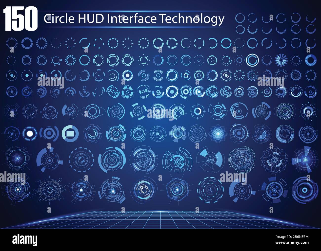 Set of Circle Abstract Digital Technology UI Futuristic HUD Virtual ...