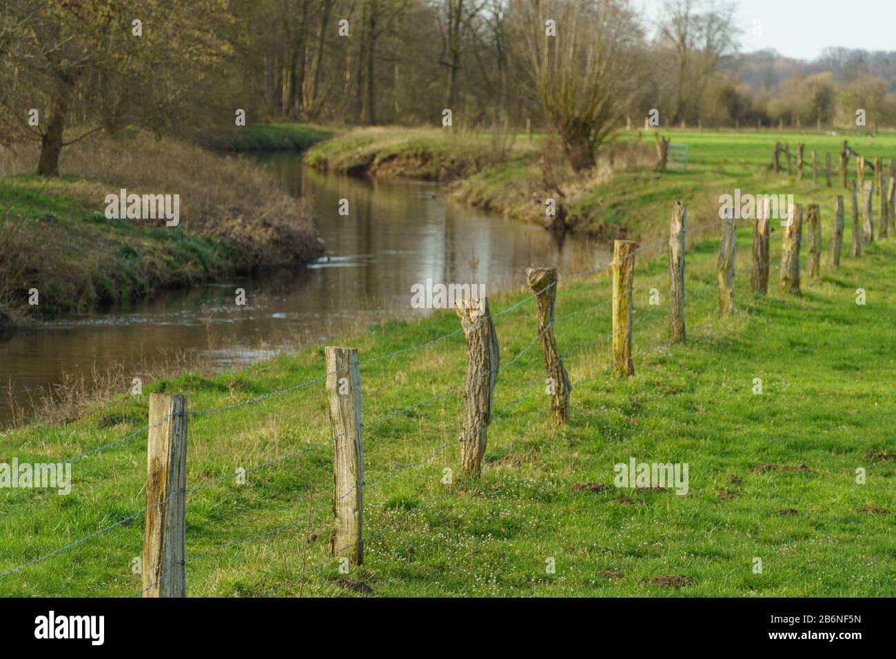 fence at the river Stock Photo - Alamy