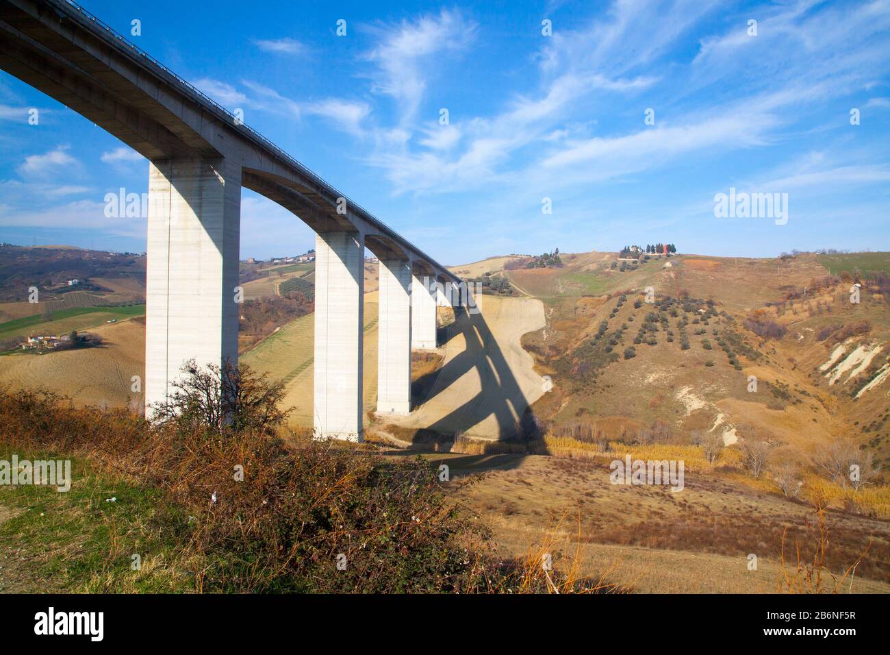 The Cerrano motorway bridge stands in Pineto, Italy. Crumbling viaducts ...