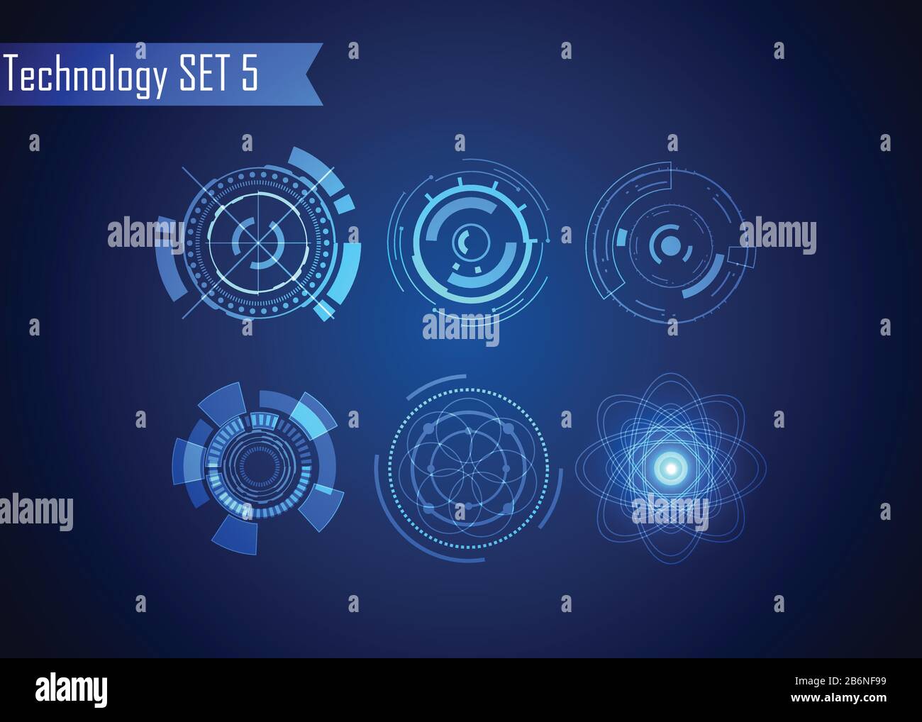 Set of Circle Abstract Digital Technology UI Futuristic HUD Virtual ...