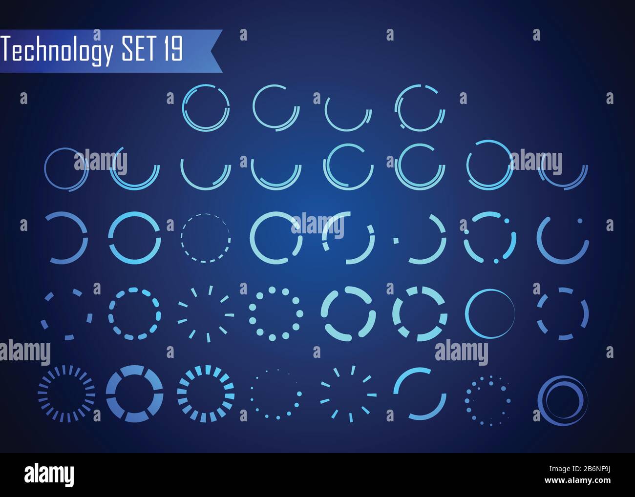 Set of Circle Abstract Digital Technology UI Futuristic HUD Virtual ...