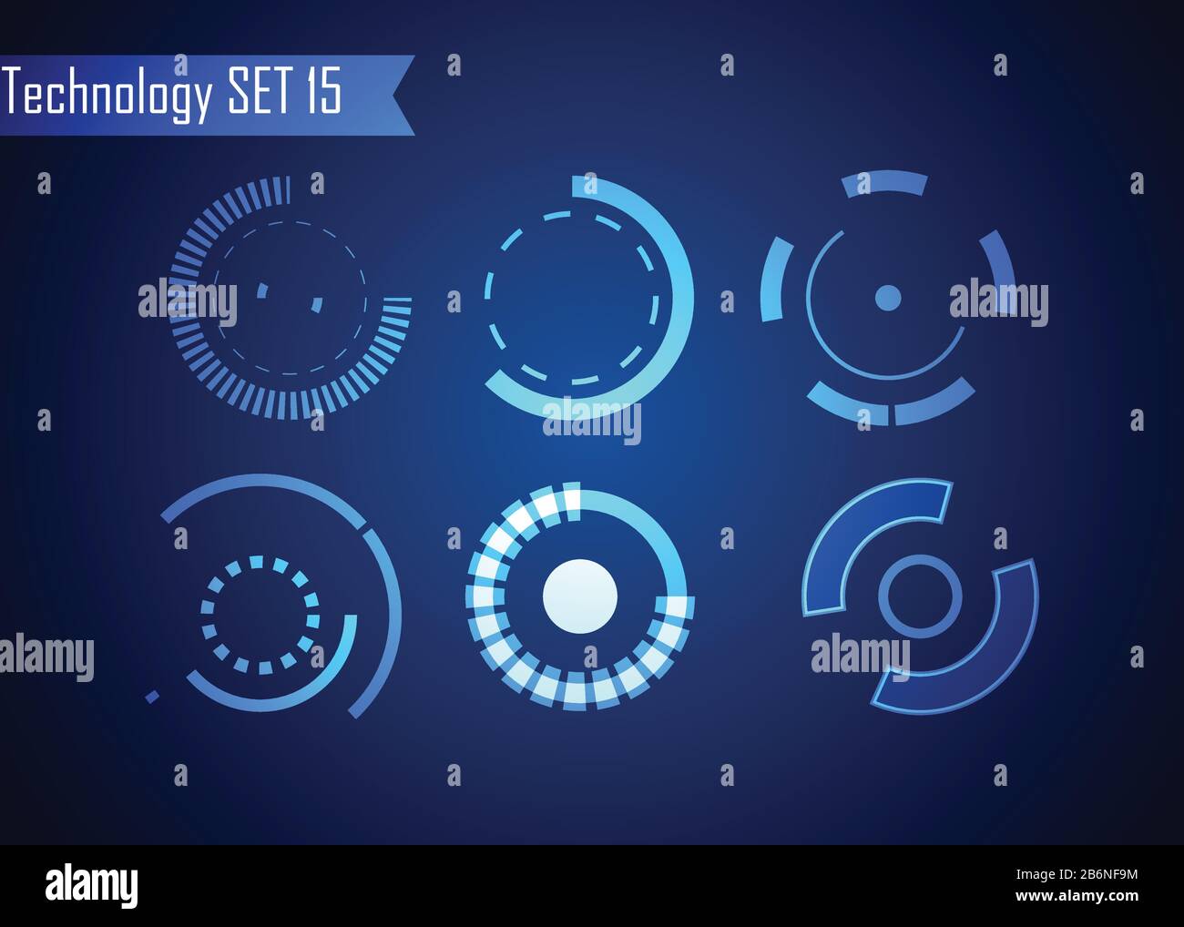 Set of Circle Abstract Digital Technology UI Futuristic HUD Virtual ...