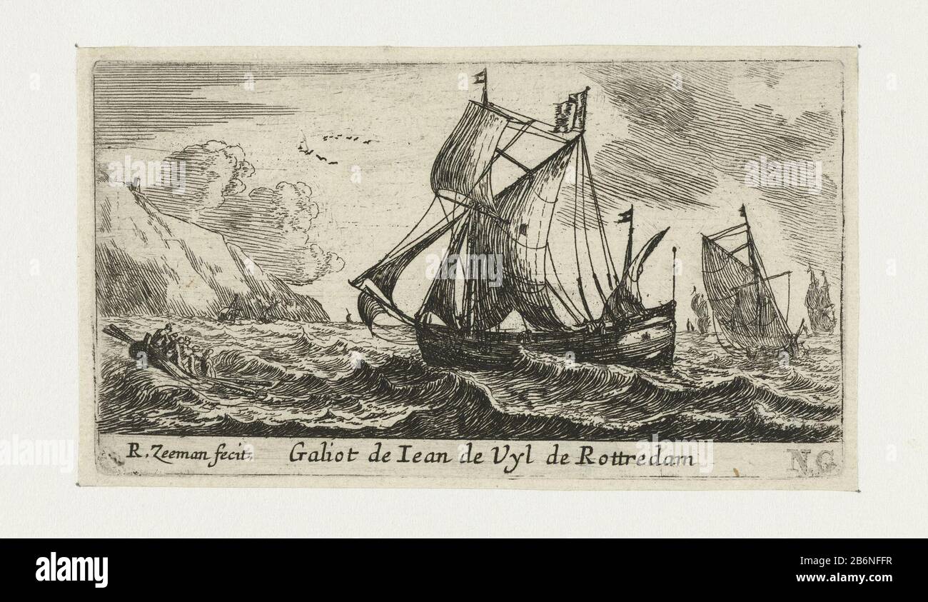 the sailing ship, a galliot, Jan de Vyl Rotterdam on a rough sea with ...