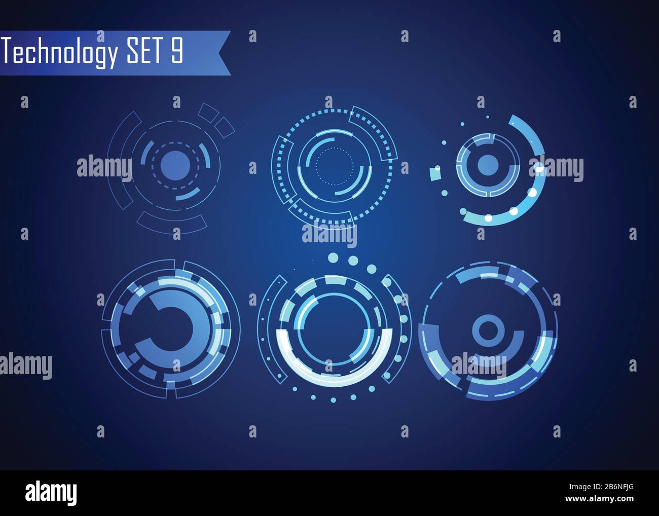 Set of Circle Abstract Digital Technology UI Futuristic HUD Virtual ...
