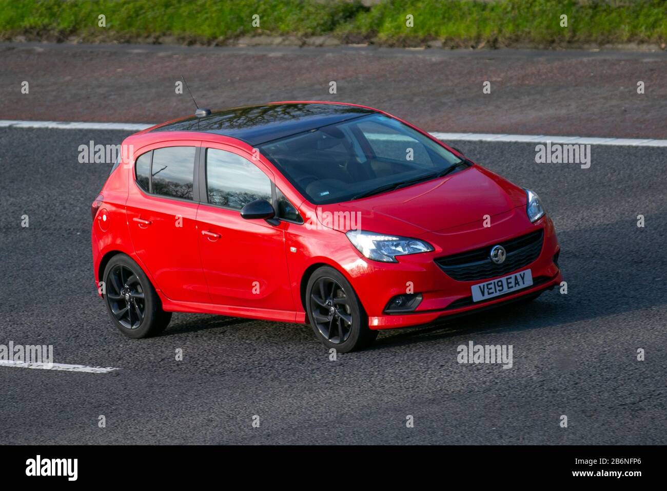 2019 red Vauxhall Corsa SRI Vx-Line NAV BLA; UK vehicular traffic ...