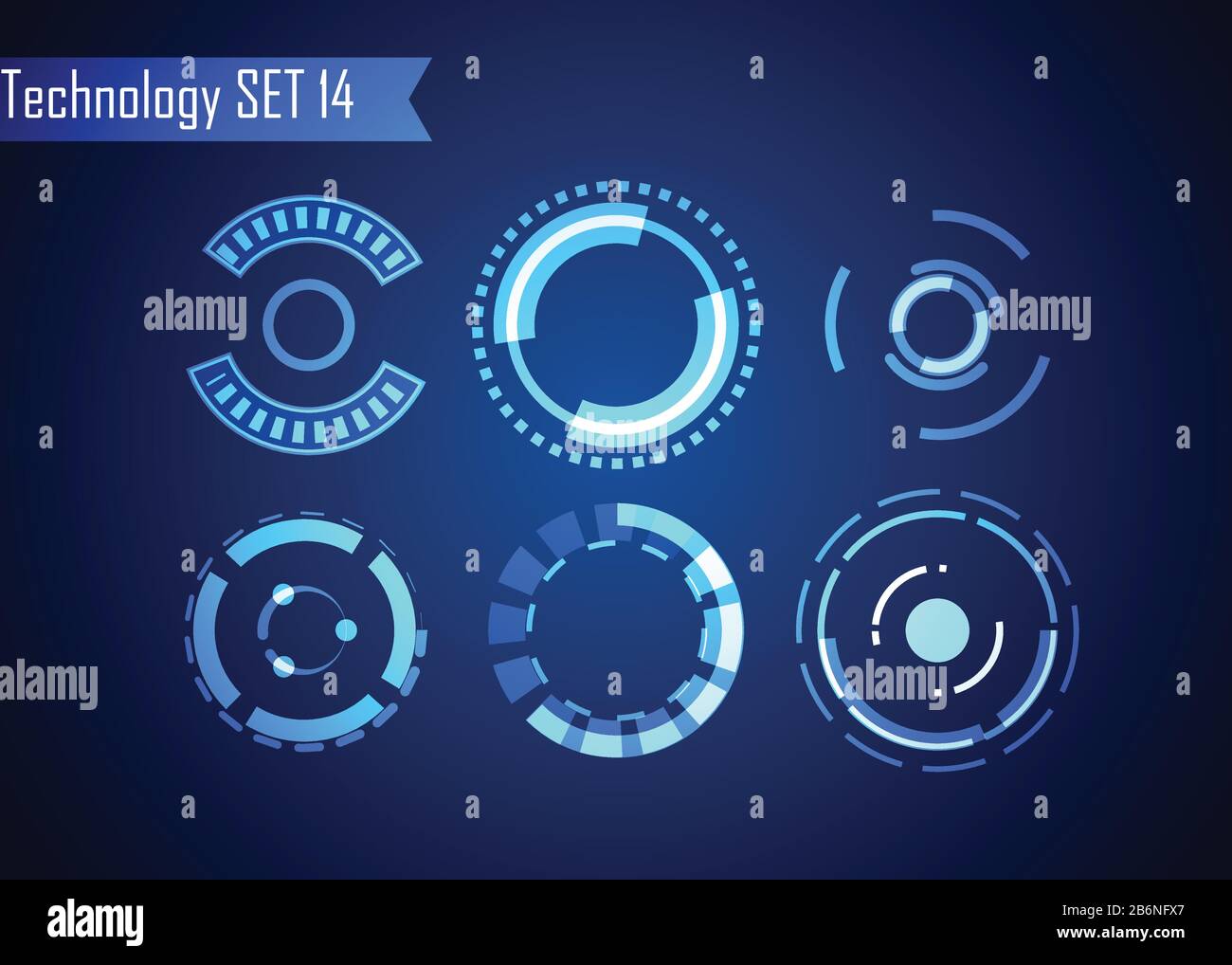 Set of Circle Abstract Digital Technology UI Futuristic HUD Virtual ...