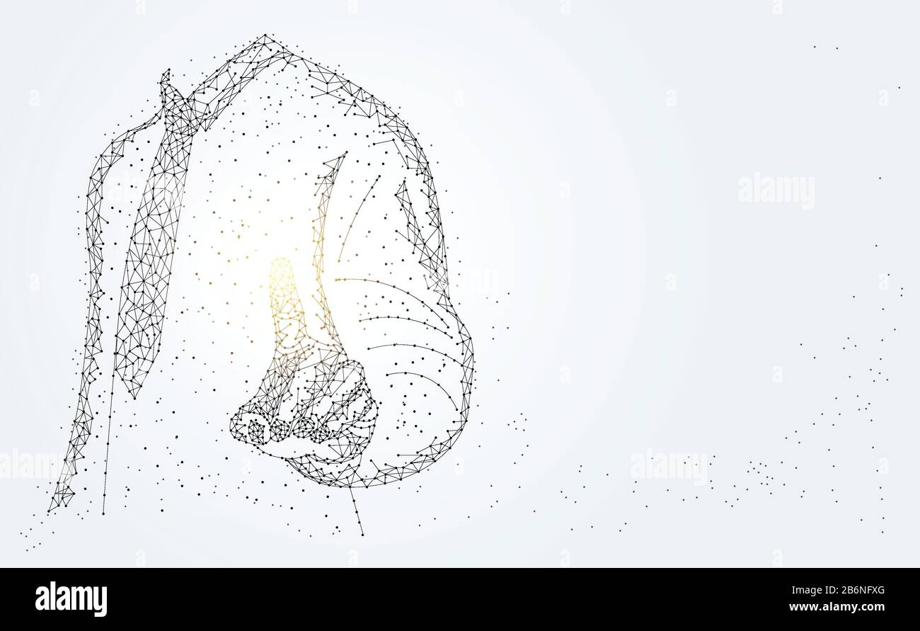 Abstract technology line triangle and points businessman low poly ...