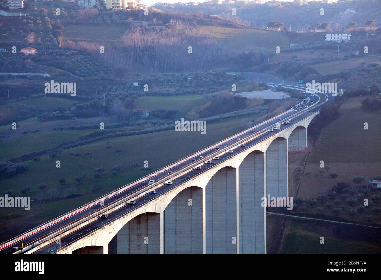The Cerrano motorway bridge stands in Pineto, Italy. Crumbling viaducts ...