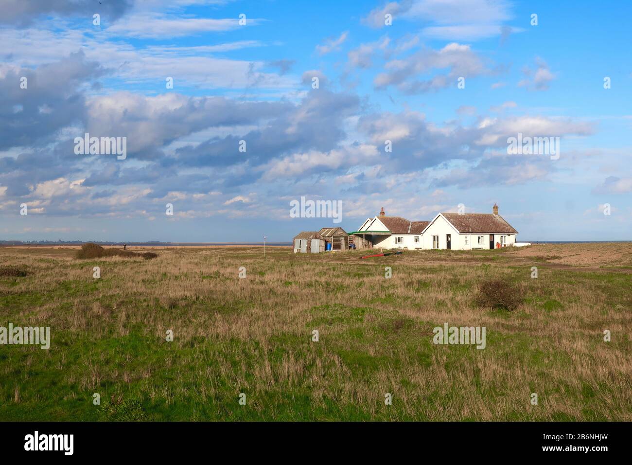 Shingle Street, Suffolk, UK - 11 March 2020: Isolated cottages and ...