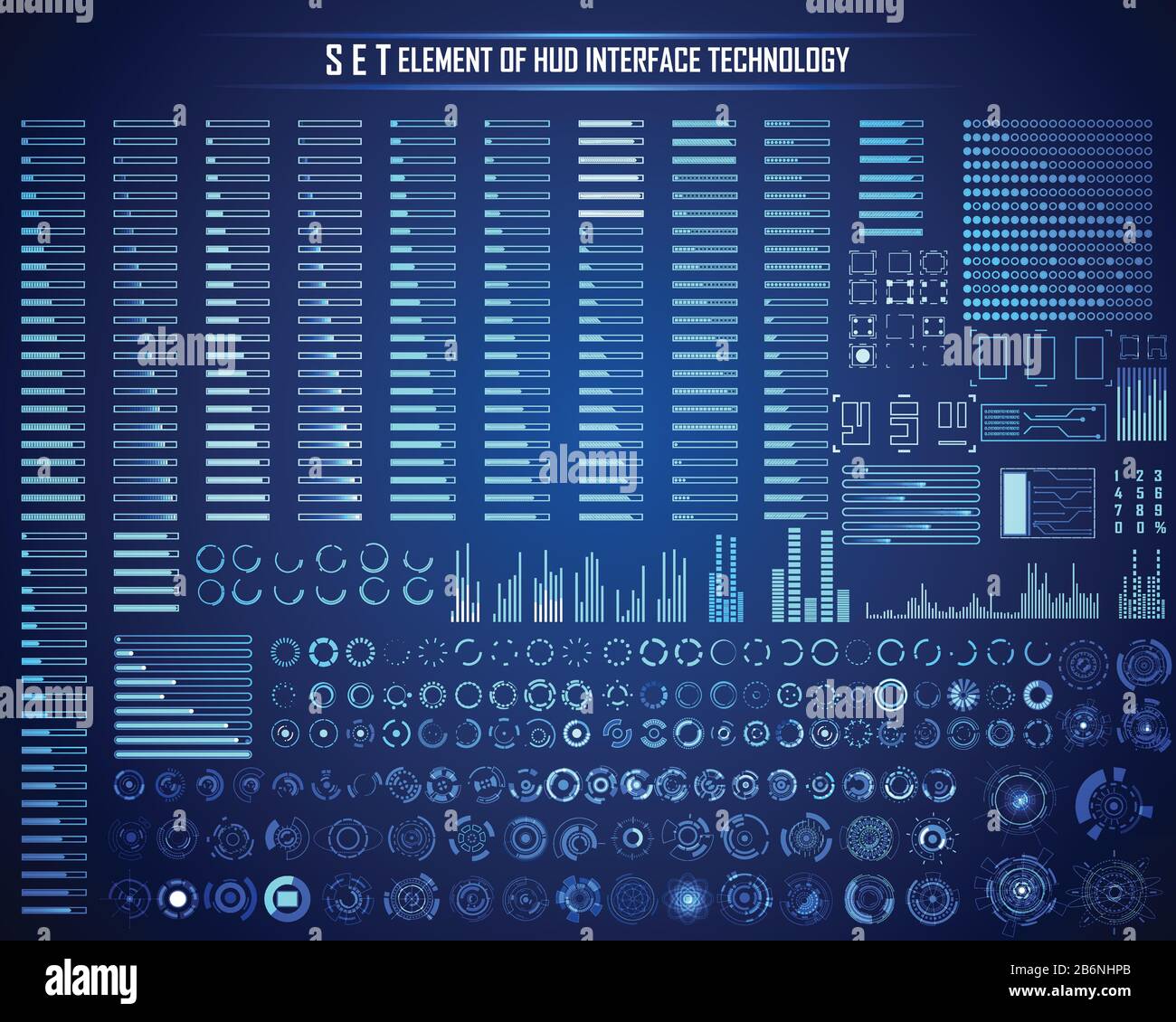 Set of Circle, Loading Bar, HUD Abstract Digital Technology UI ...