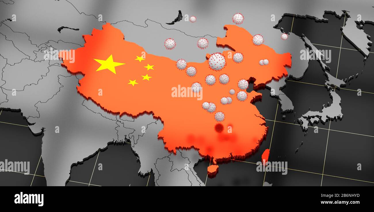 Coronavirus/ Covid-19 epidemic outbreak spread - map - 3D illustration ...