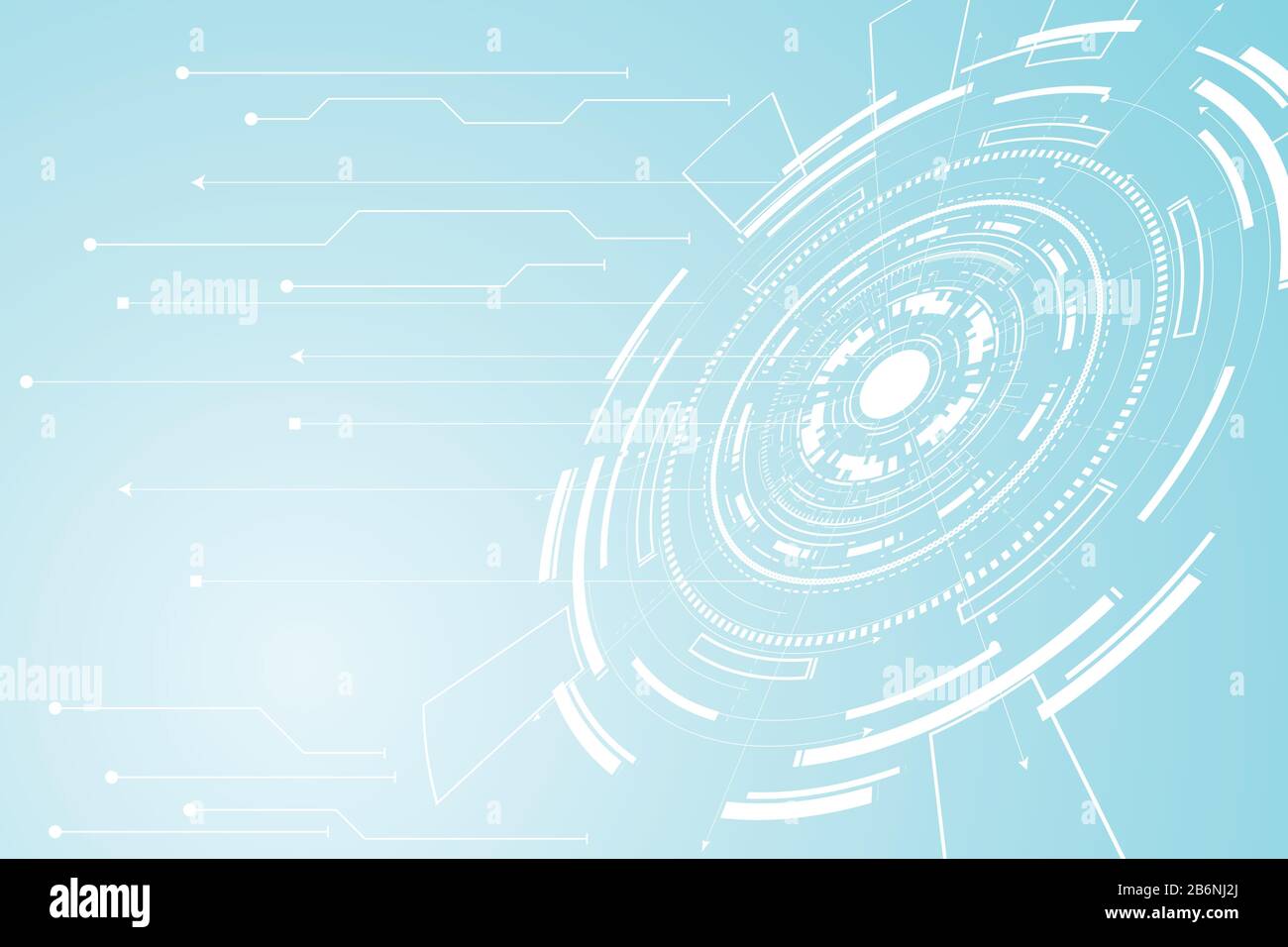 abstract technology concept circle circuit digital link on hi tech future white blue background ...