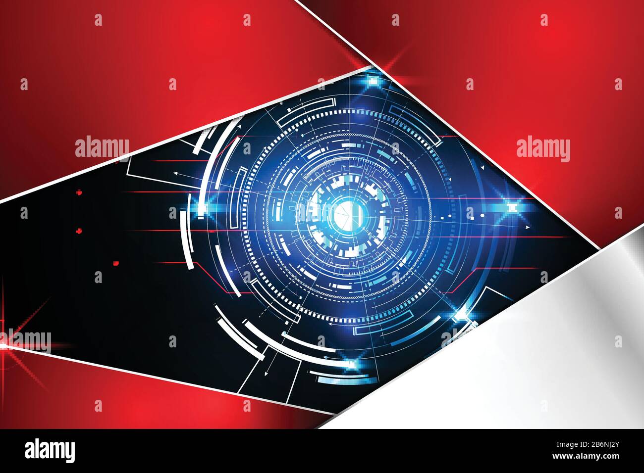 abstract technology background concept circle circuit digital metal red on hi tech future design ...
