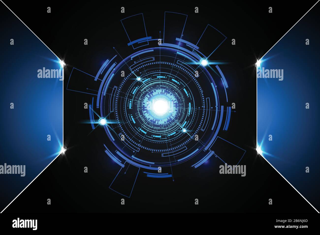 abstract technology background concept circle circuit digital metal blue on hi tech future ...