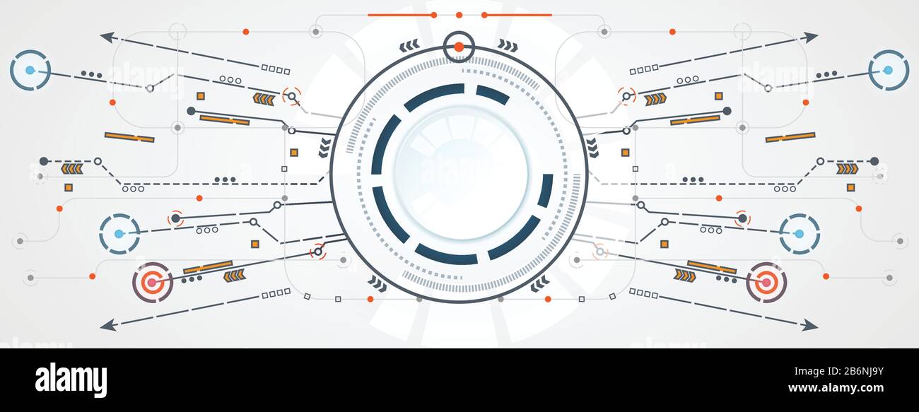 abstract technology circle circuit digital link connection on hi tech ...