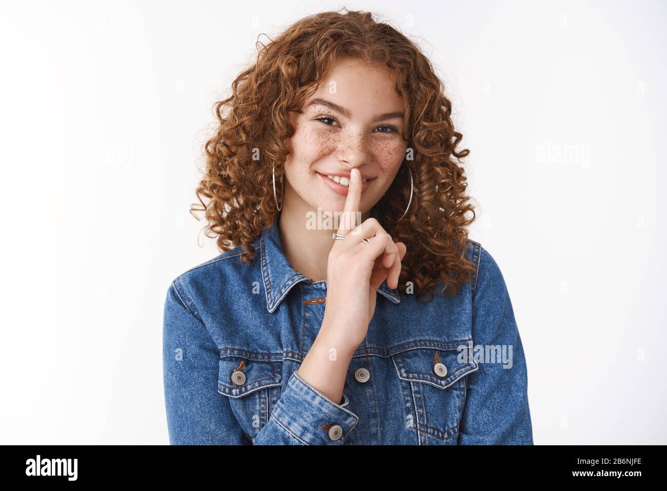 Devious cute young attractive redhead woman with curly hair pimples ...